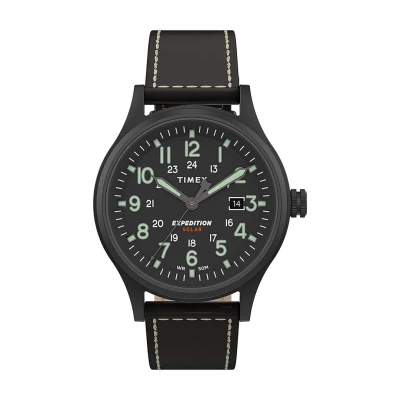 Expedition® Scout Solar 40mm Leather Strap - Black | LA RUE